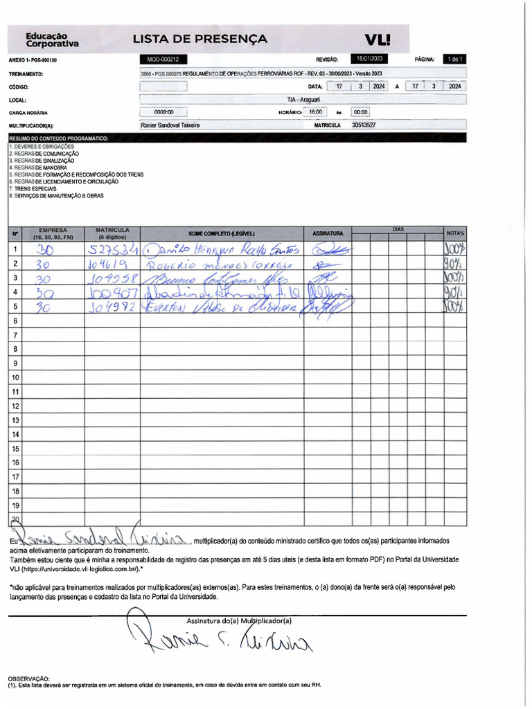 Treinamento ROF 17-03-2024 | PDF
