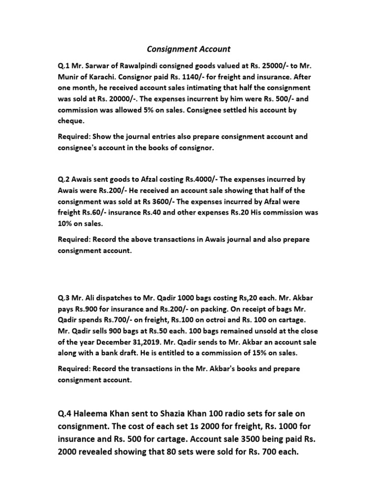 Consignment Questions | PDF