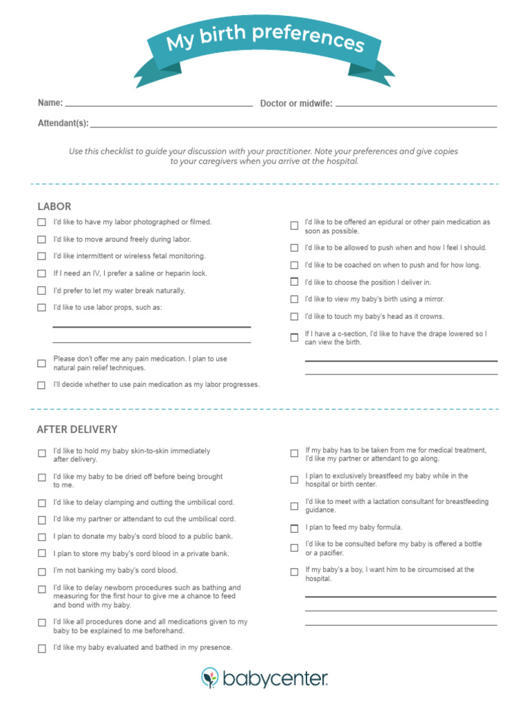 BabyCenter My Birth Plan 2021 | PDF | Childbirth | Infants