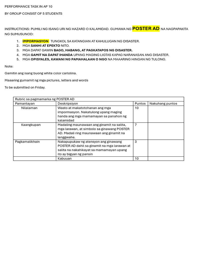 Performance Task in Ap 10 | PDF