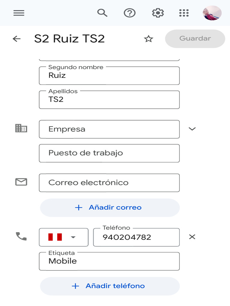S2 Ruiz TS2 - Contactos de Google | PDF