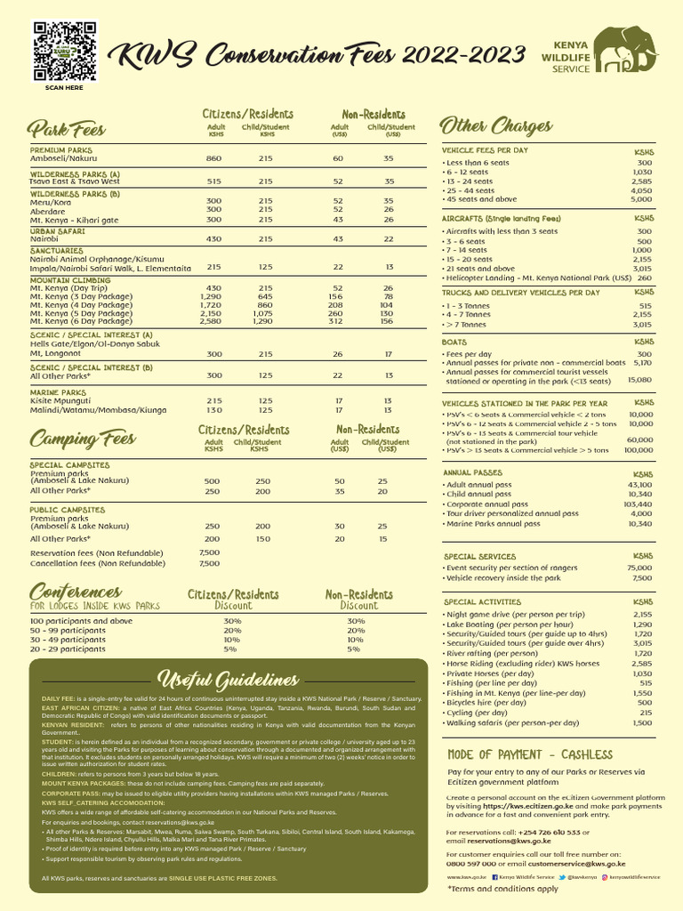 KWS Fees 2022 - 2023 28 - 08 - 14 | PDF | Transport | Land Transport
