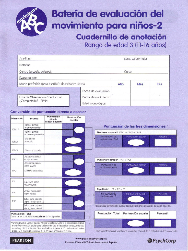 MABC 2 11-16 Años | PDF