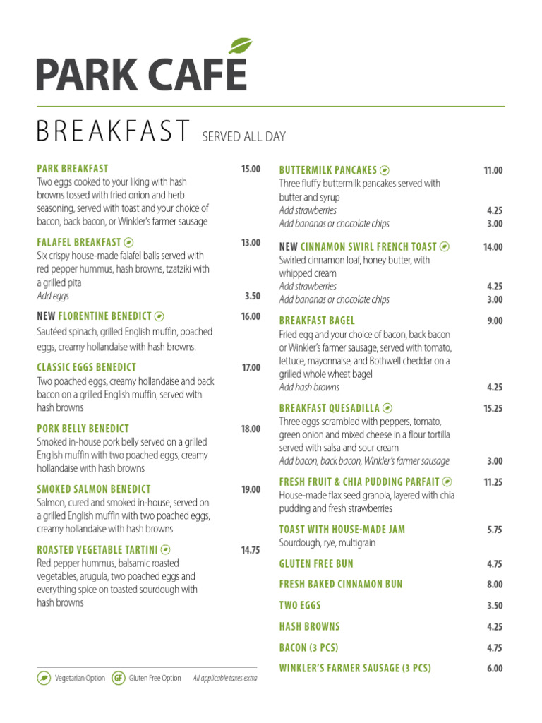parkcafe-menu | PDF | Pancake | Hamburgers