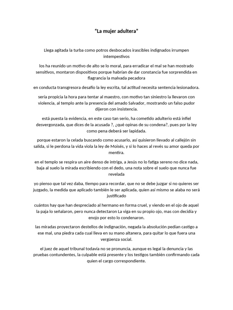 La Mujer Adultera | PDF | Adulterio
