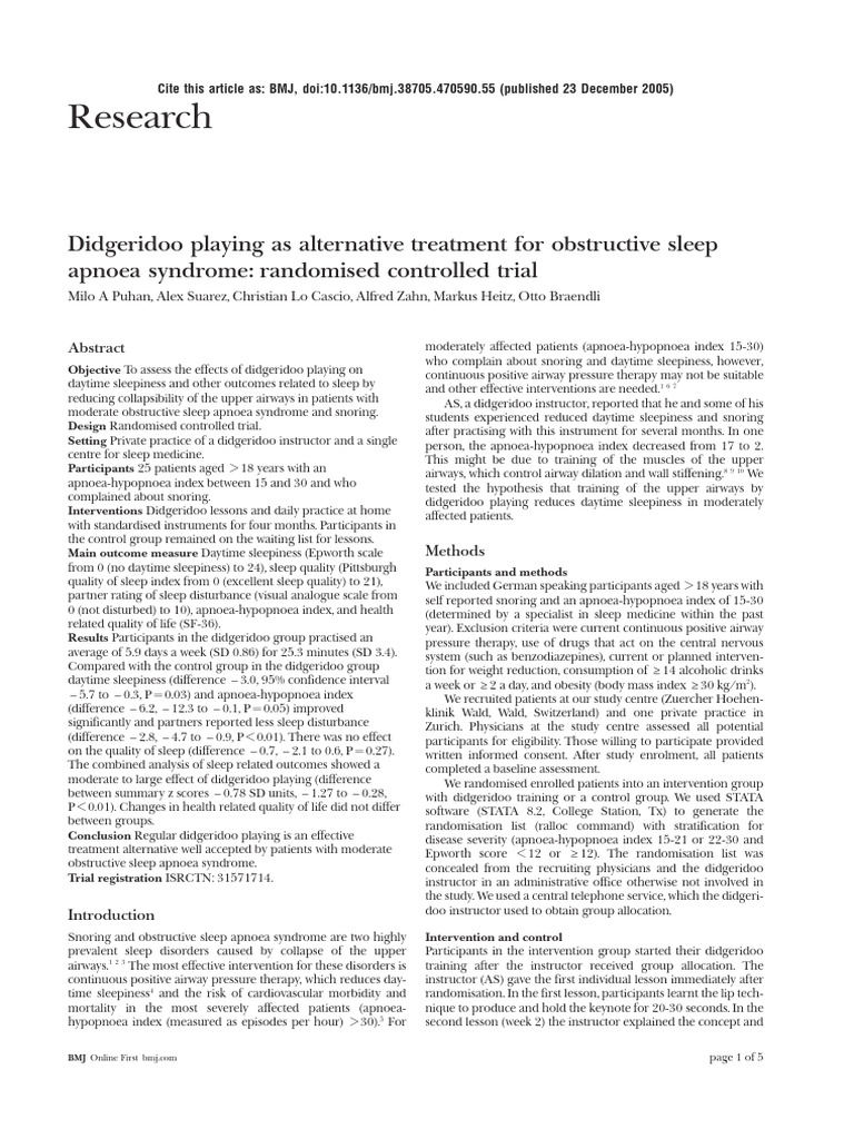 Puhan 2005 | PDF | Snoring | Animal Physiology