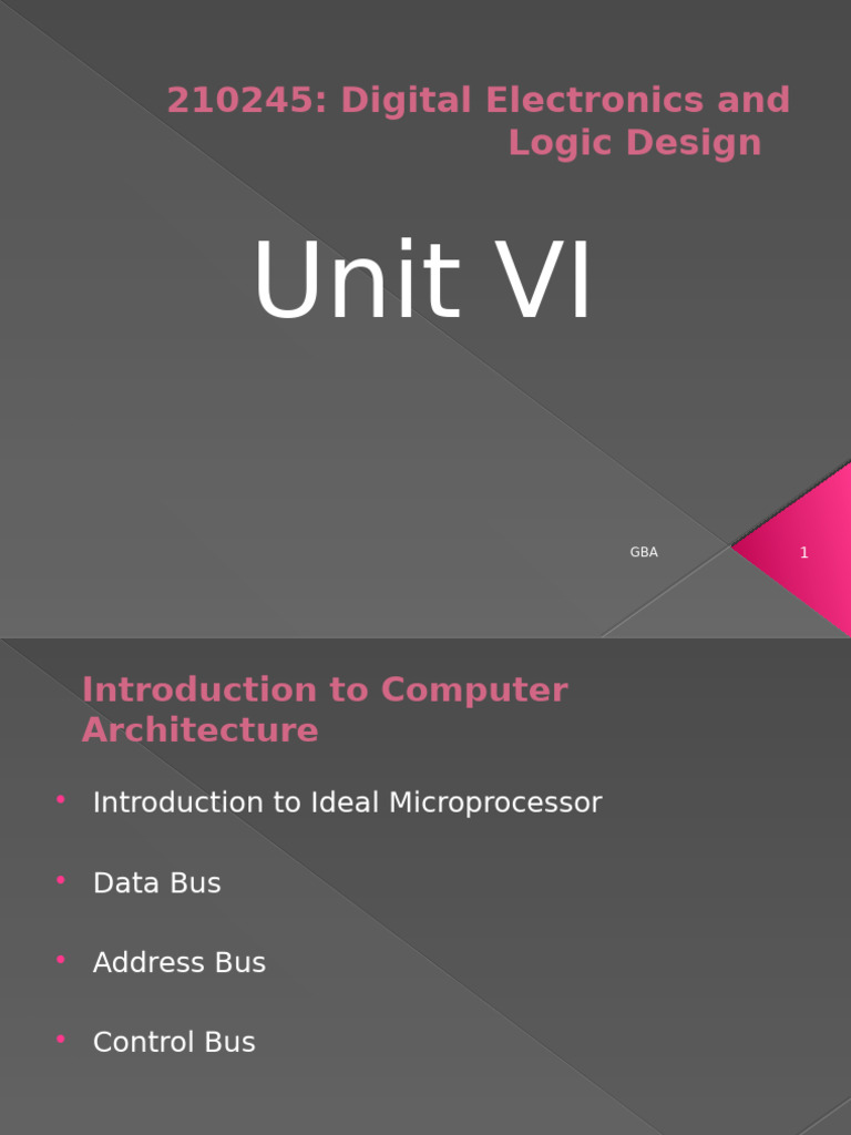 DELD - Unit 6 (Introduction To Computer Architecture) | PDF | Random Access Memory | Central ...