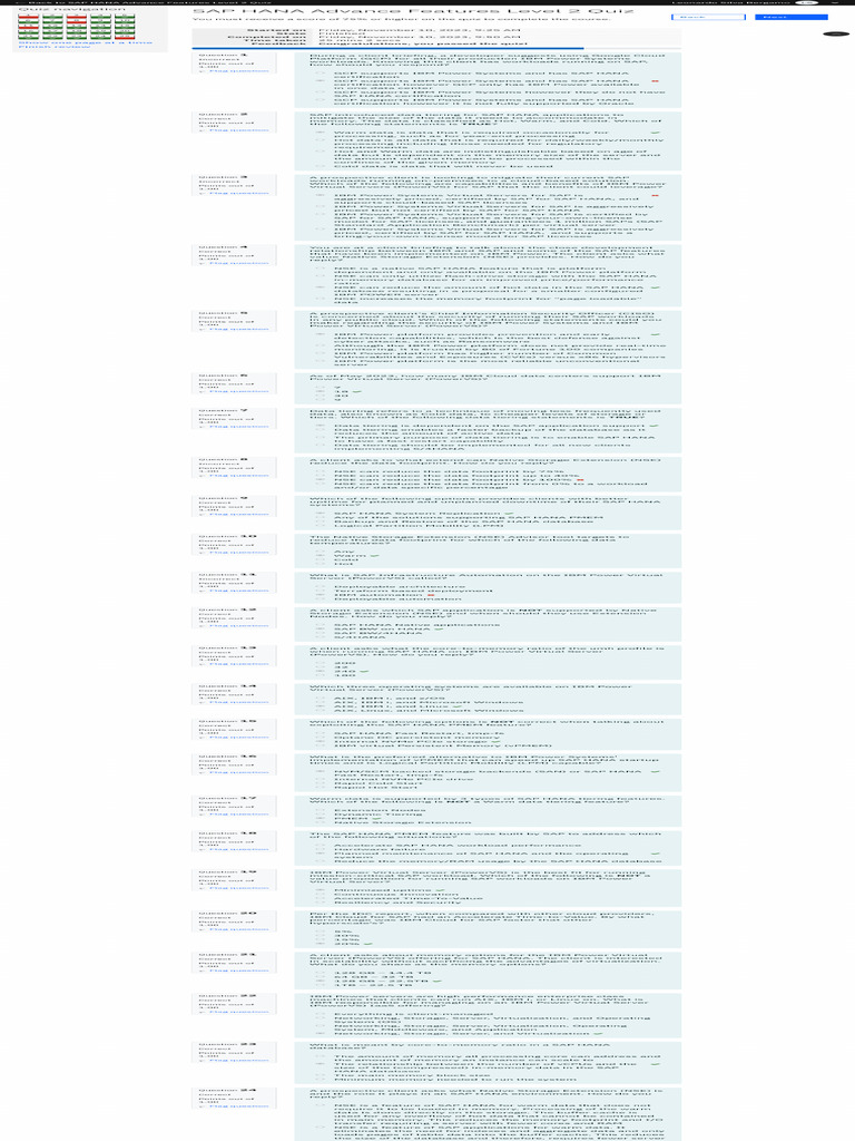 SAP HANA Advance Features Level 2 Quiz | PDF