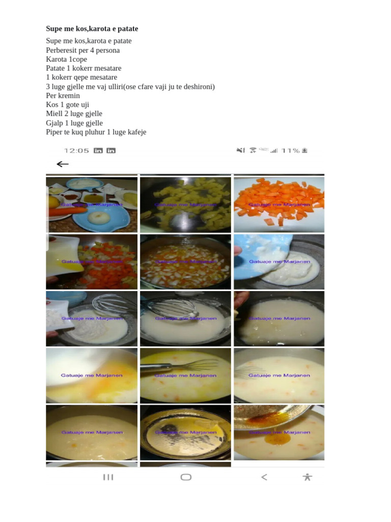 Supe Me Kos, Karrota Dhe Patate. | PDF