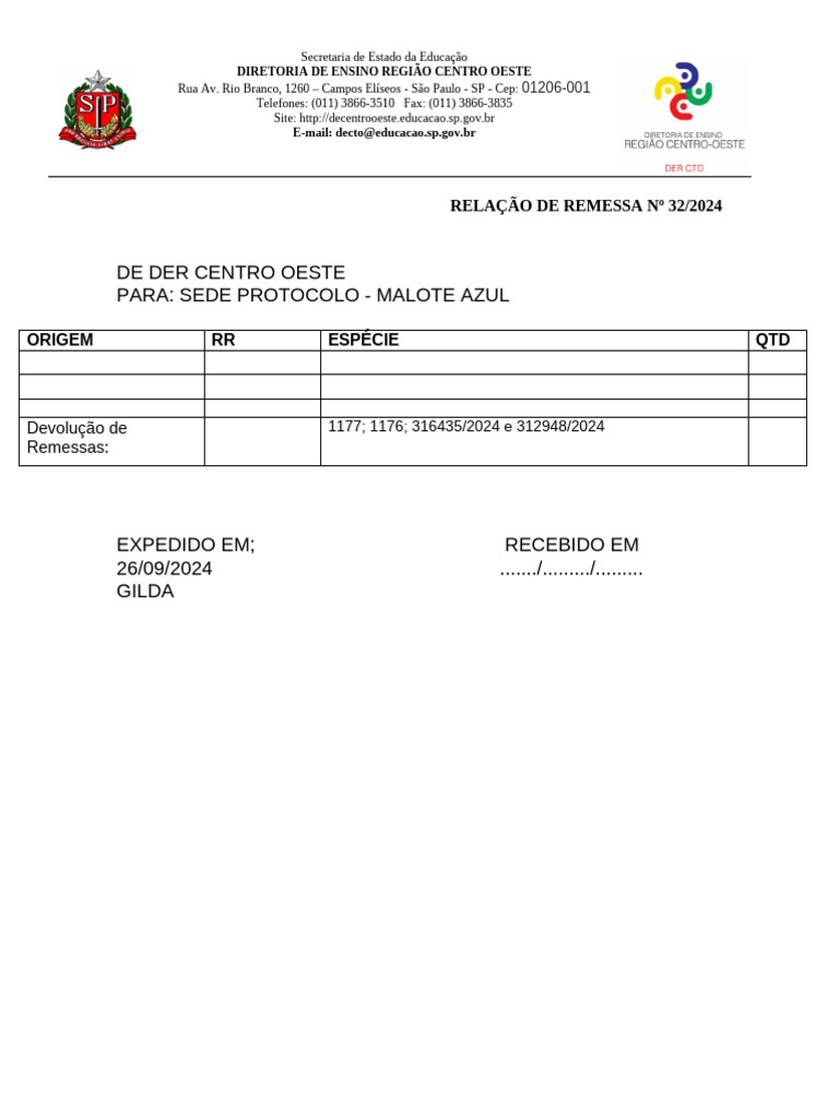 Malote AZUL (Reparado) - 30-09-2024 | PDF