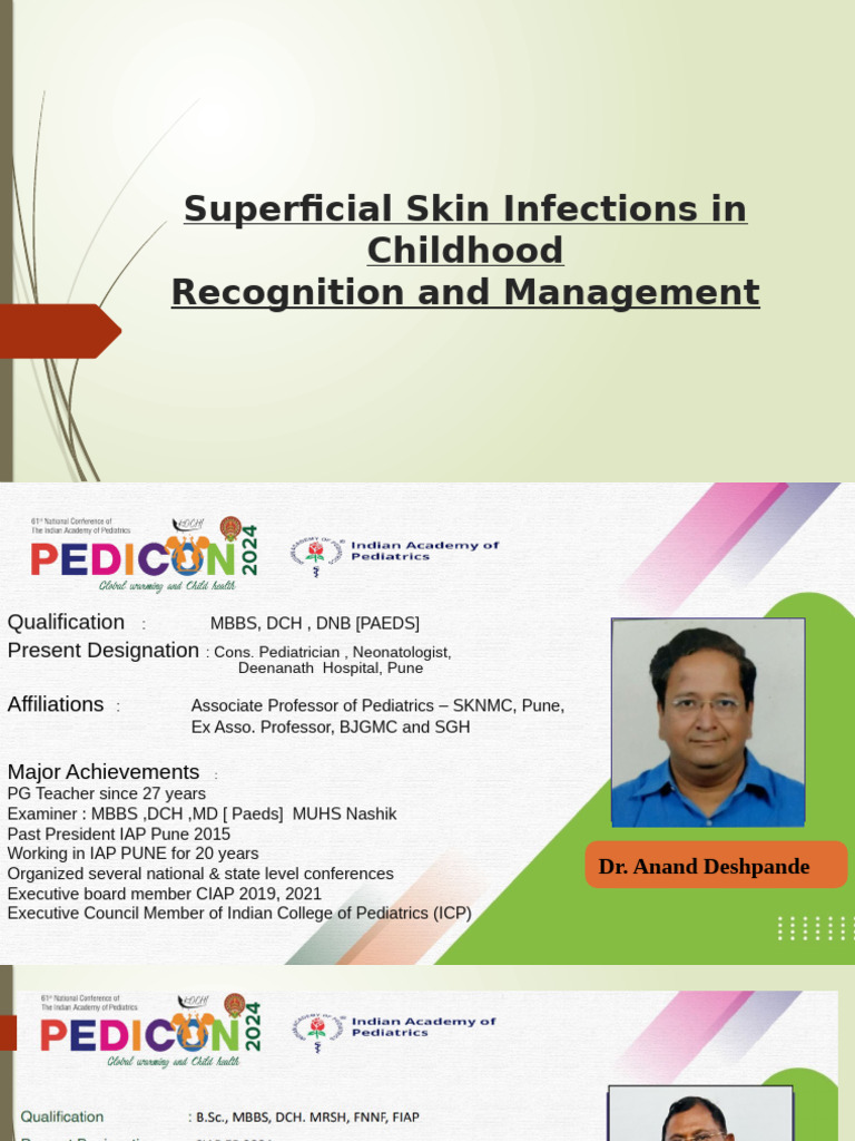 Superficial Skin Infections in Peds | PDF | Dermatitis | Diseases And Disorders