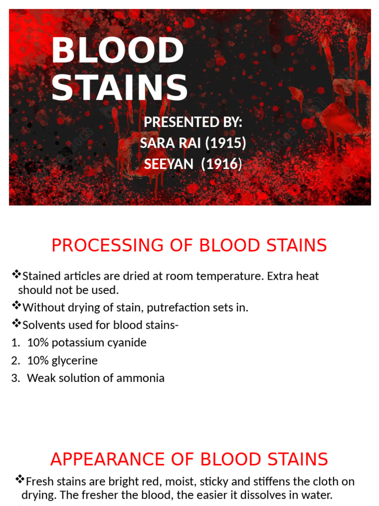 Bloodstains | PDF | Staining | Blood