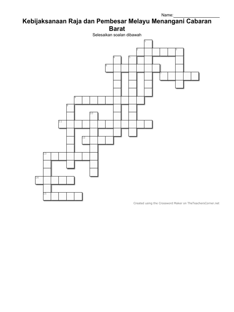 Sejarah T3 Bab 8 Cross Word | PDF