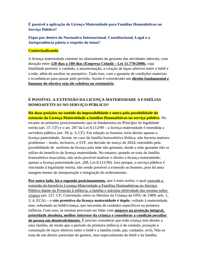É Possível A Aplicação de Licença Maternidade para Famílias ... É Possível A Aplicação de Licença Maternidade para Famílias ...