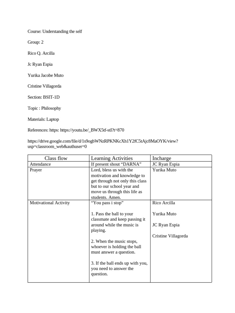 Philosophy Class Activities Overview | PDF | Cognitive Science | Cognition