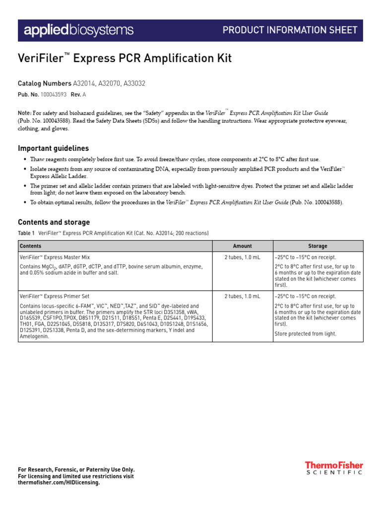 A32014 Bula - VeriFiler™ Express PCR Amplification Kit | PDF ...