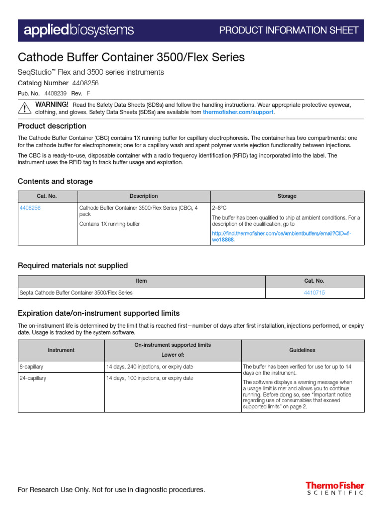 Bula - Cathode Buffer Container 3500flex Series | PDF