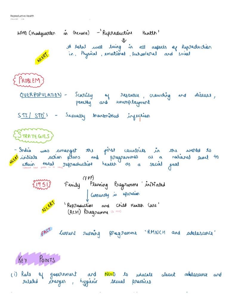 REPRODUCTIVE HEALTH NOTES | PDF