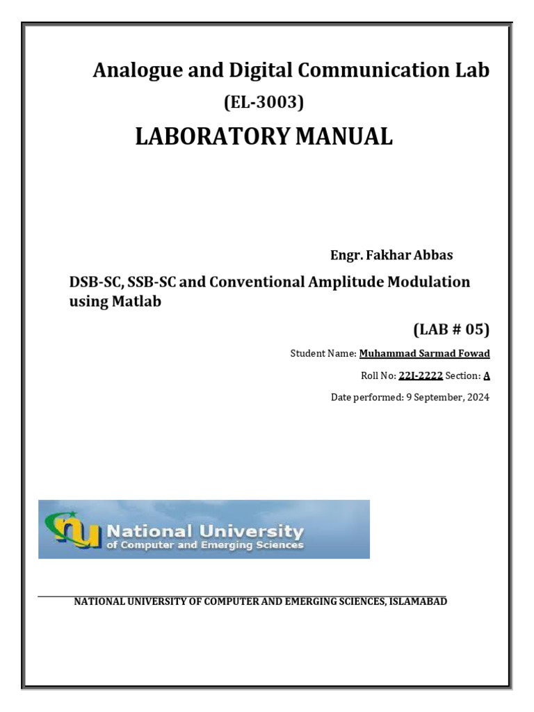 LAB-05 | PDF | Modulation | Telecommunications Engineering