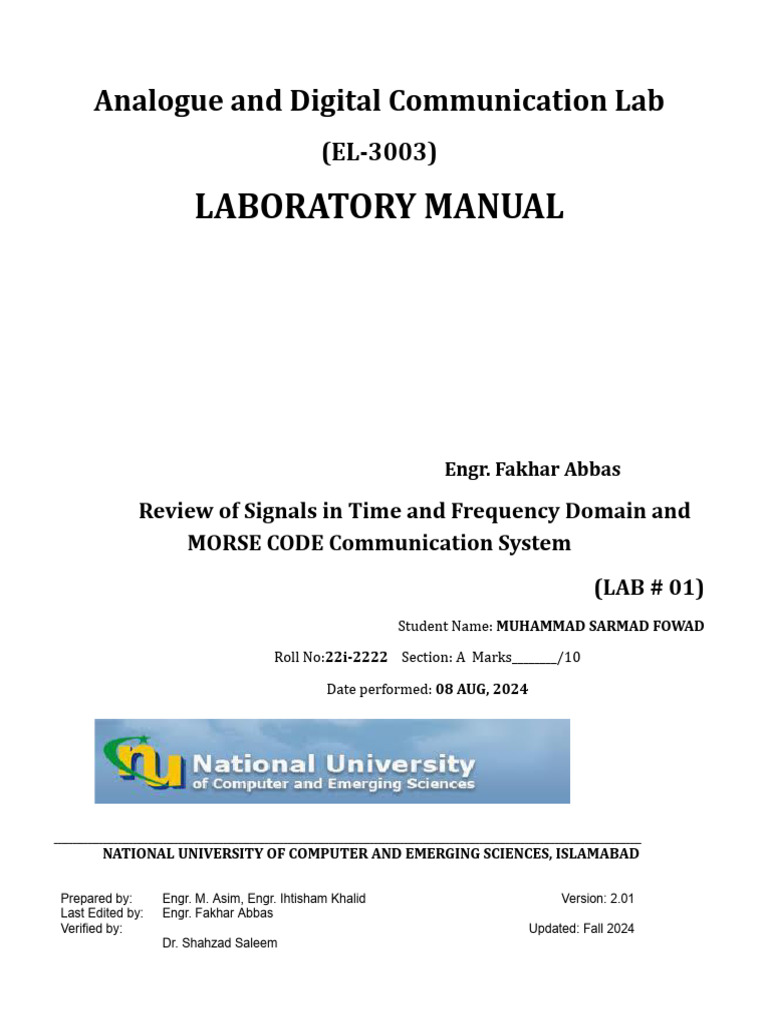 ADC_Lab_01_Fall_2024 | PDF | Fourier Analysis | Telecommunications ...