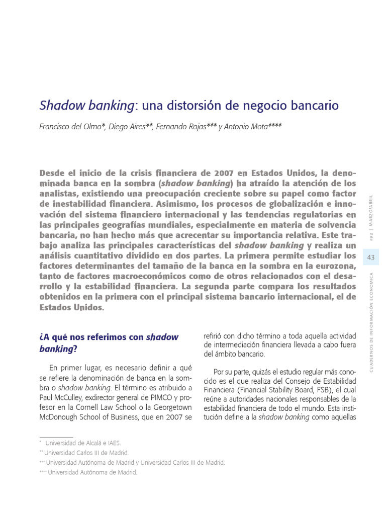 Shadow Banking | PDF | Sistema de banca en la sombra | Bancos
