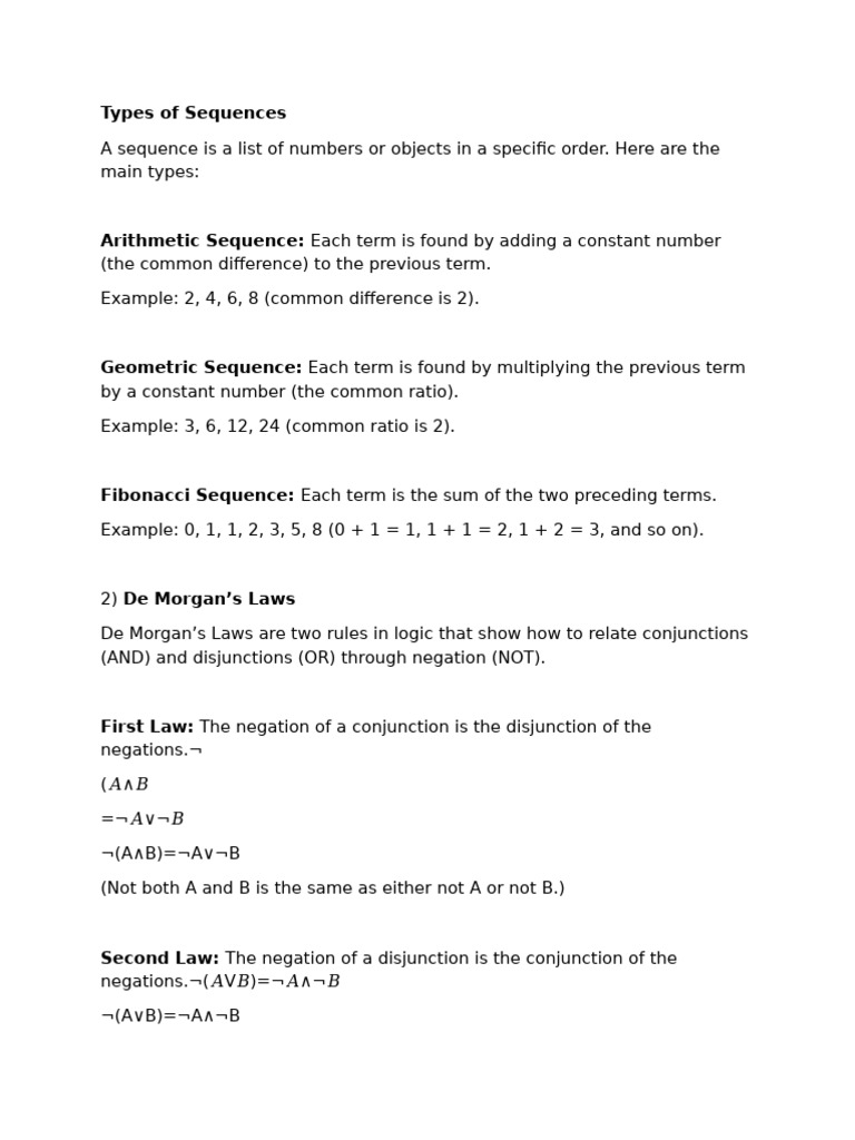 Types of Sequences | PDF
