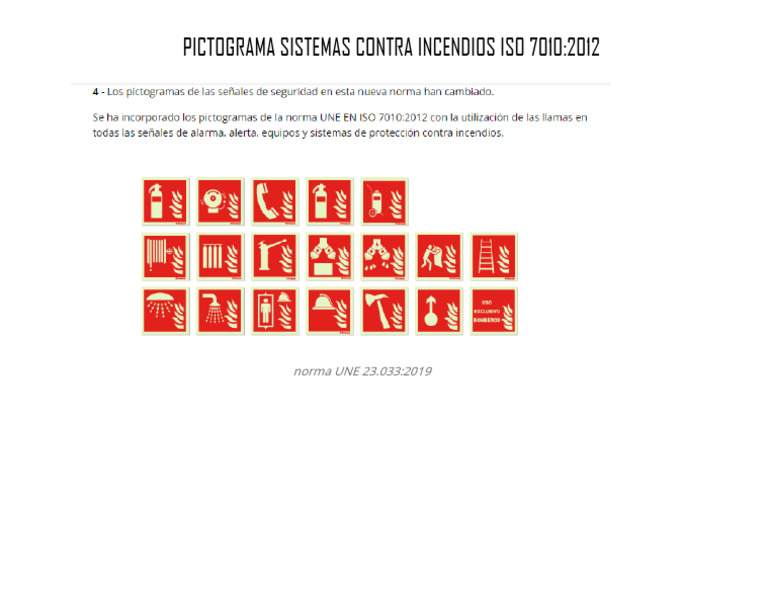 Pictograma Sistemas Contra Incendios Iso 7010-2012 | PDF
