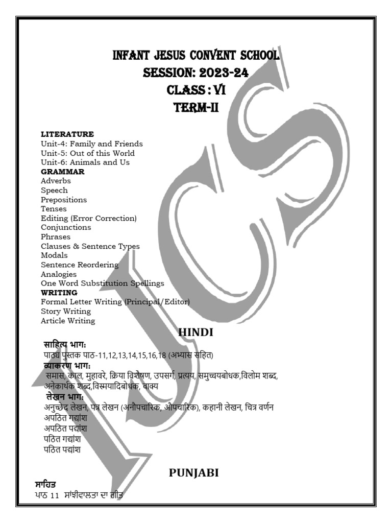 Class VI Syllabus of term-II 2023-24 | PDF