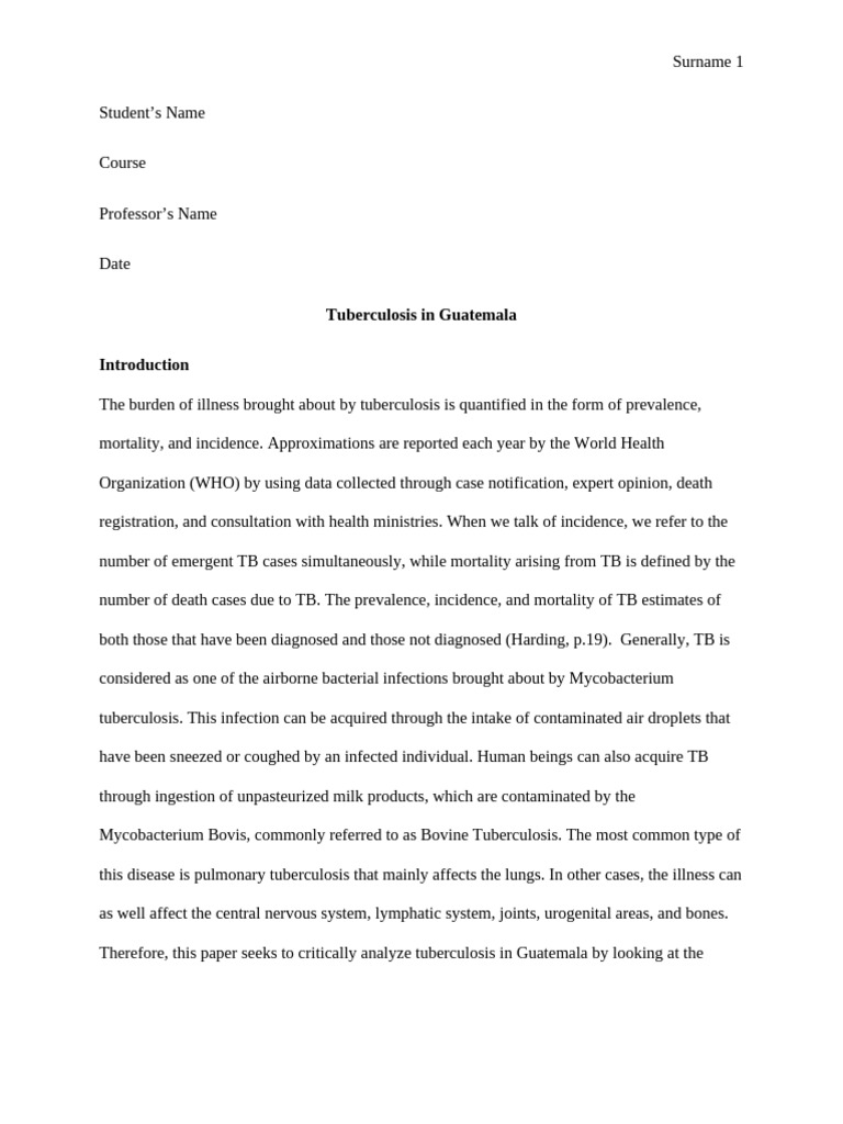 Tuberculosis in Guatemala... | PDF | Tuberculosis | Infection