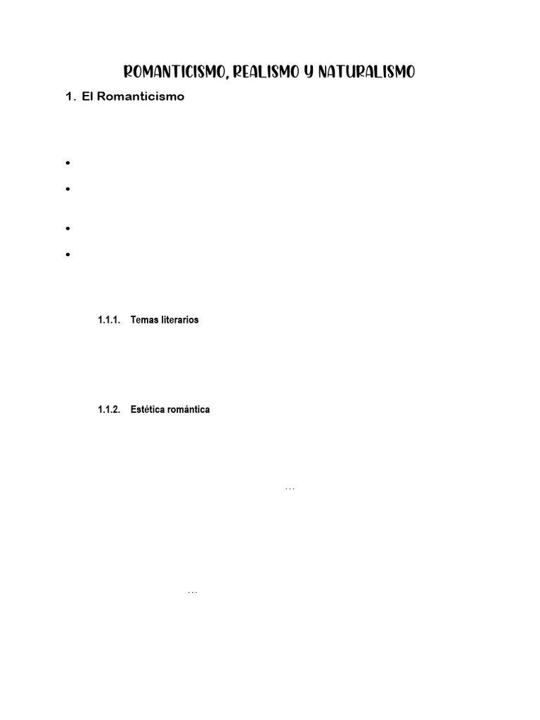 Romanticismo, Realismo y Naturalismo | PDF | Poesía | Realismo literario