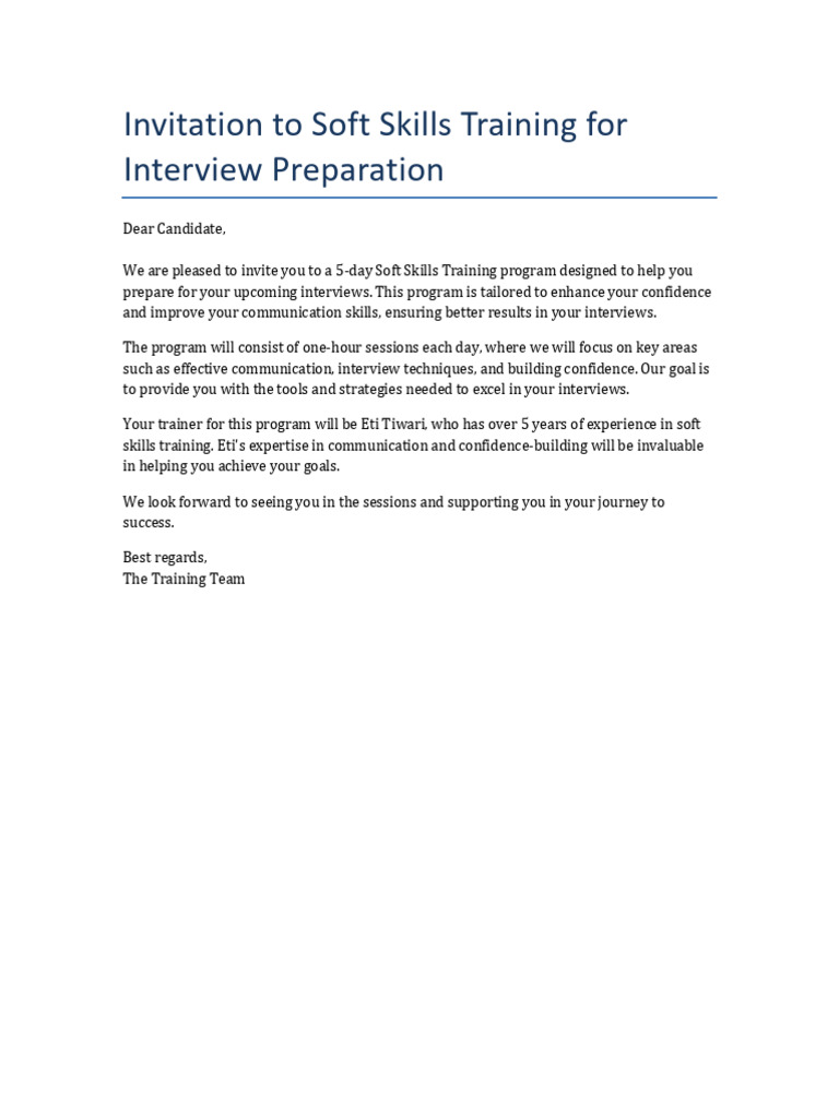 Soft Skills Training Invitation | PDF