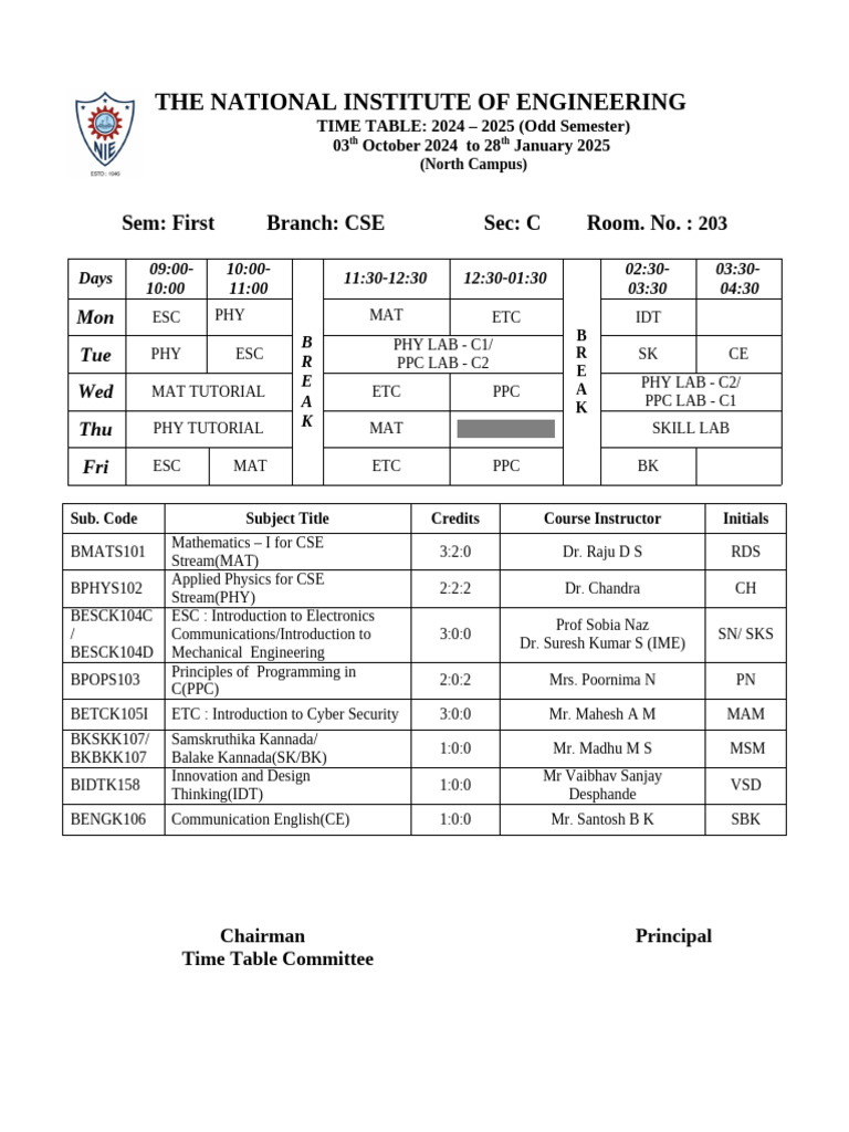 CSE C 2024 2025 Odd Semester | PDF | Physical Sciences | Engineering