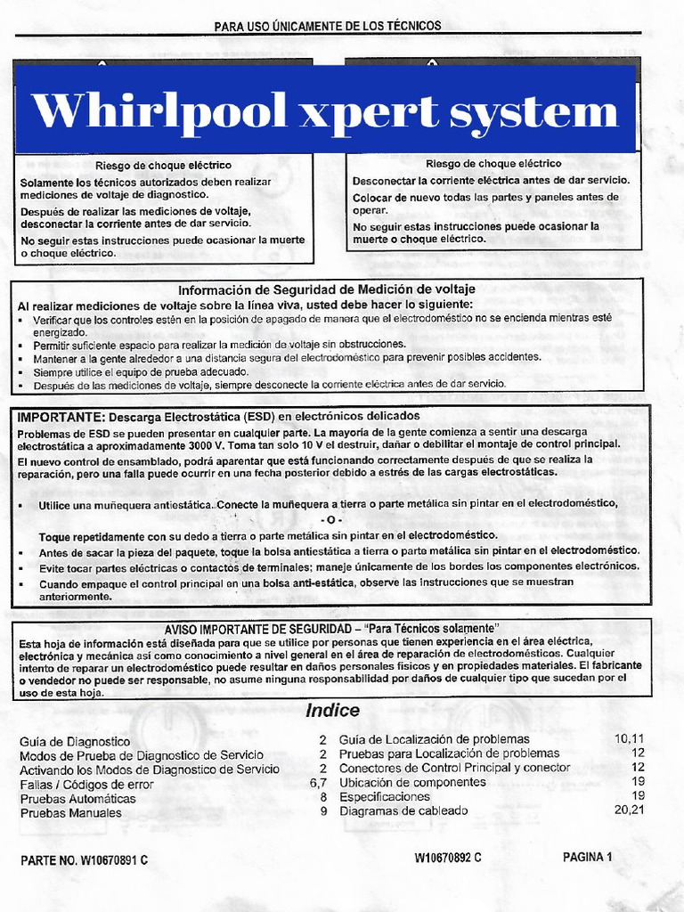 Lavadora Whirlpool Xpert System | PDF