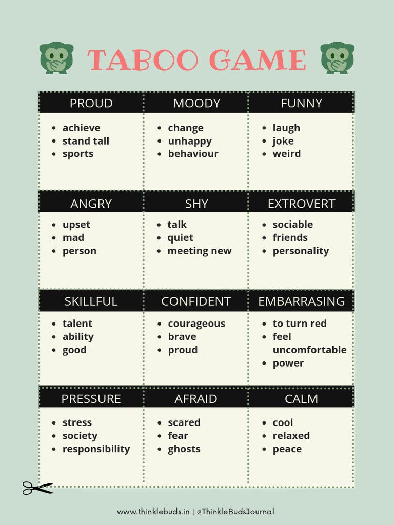 Emotions Taboo Game | PDF | Emotions | Psychological Concepts