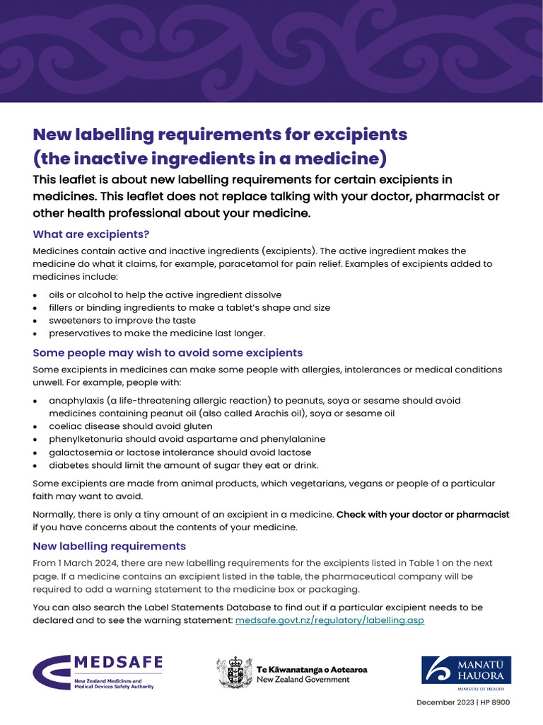 Excipients New Labelling Requirements | PDF | Wellness | Science ...