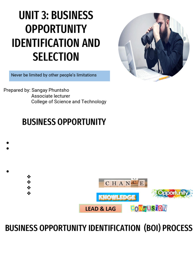 Business Opportunity Identification and Selection | PDF | Swot Analysis ...