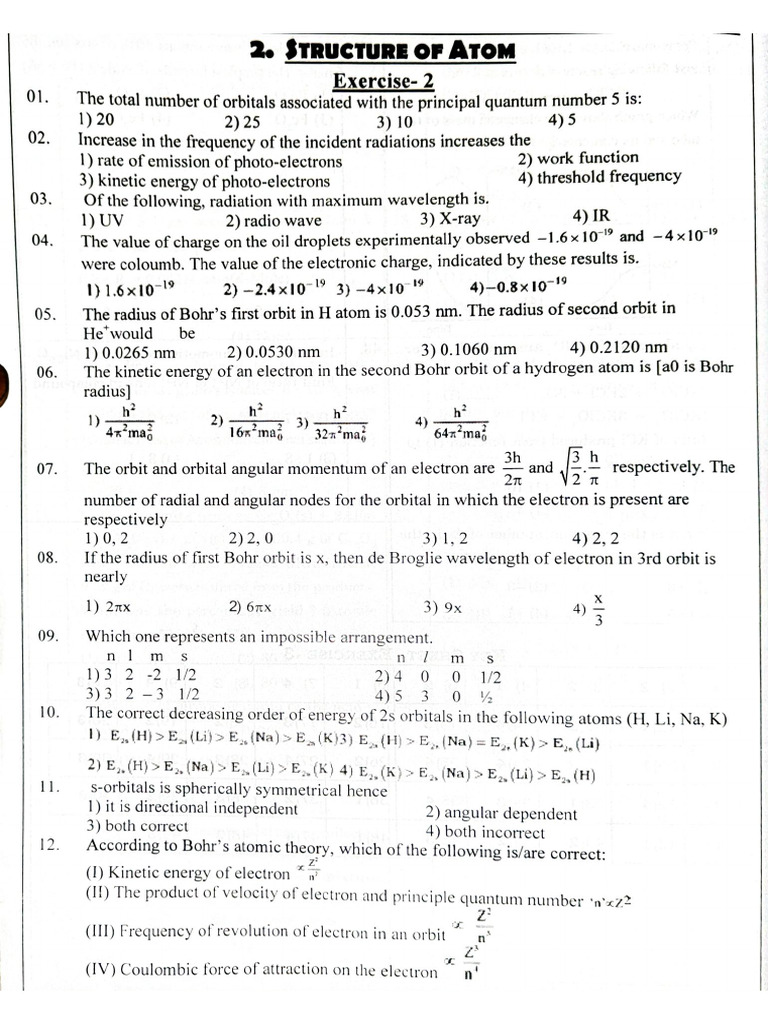 Atomic Structure Assignment 1 | PDF