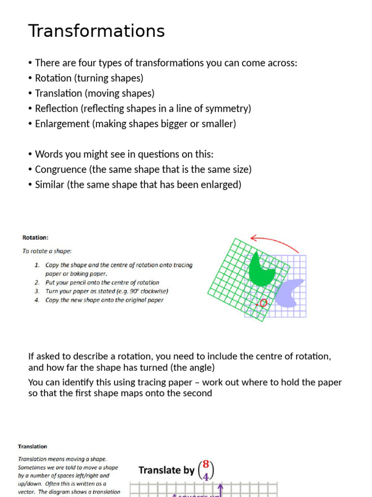 Transformation of Shapes | PDF | Shape | Rotation