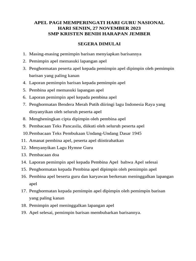 PROTOKOL UPACARA HARI Guru | PDF | Seni