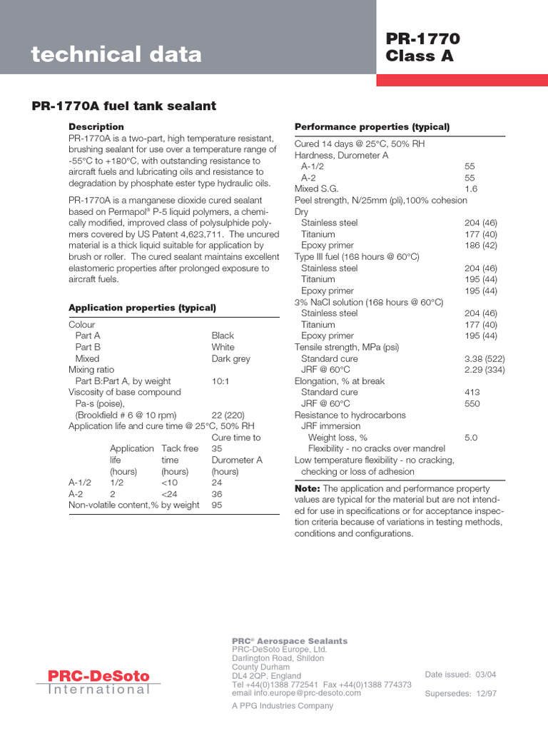 PR1770A-TDS | PDF | Epoxy | Titanium