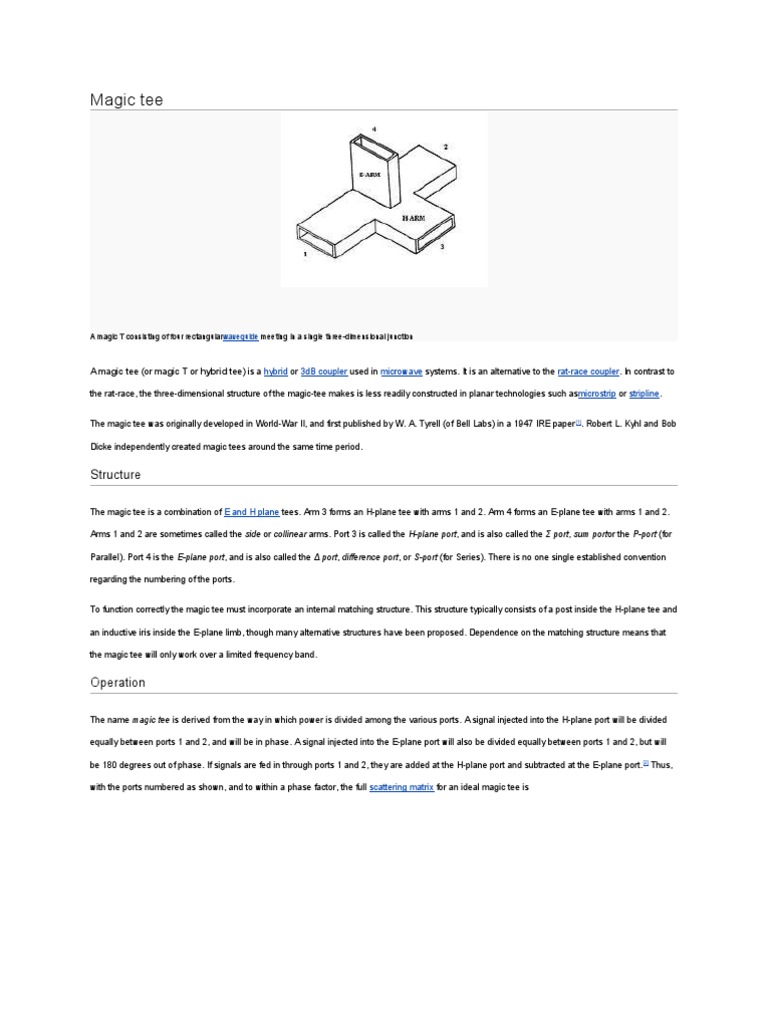 Magic tee | Telecommunications Engineering | Microwave Technology