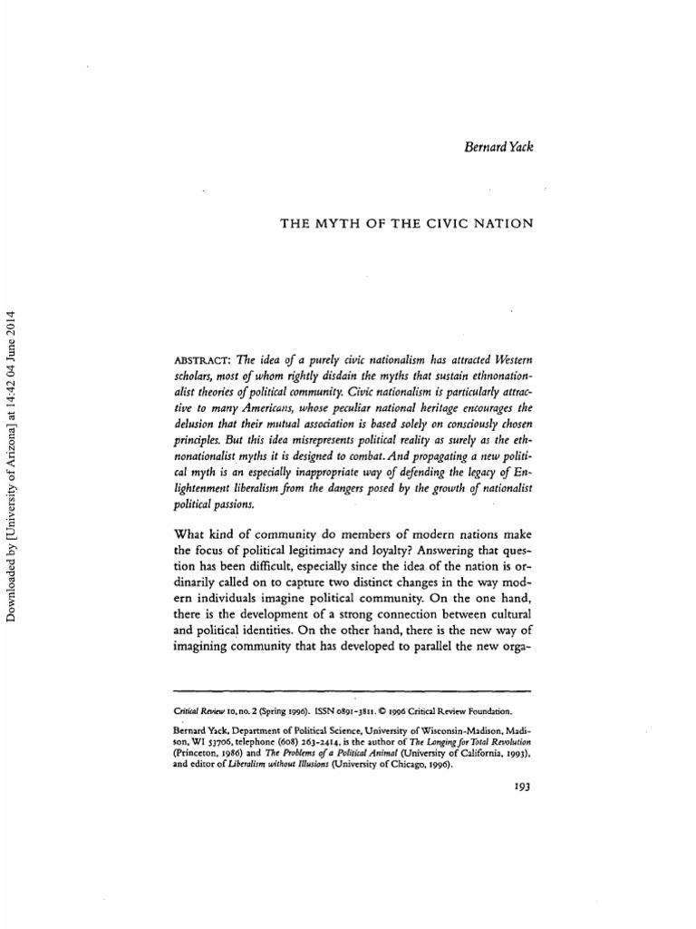 The Myth of The Civic Nation | PDF