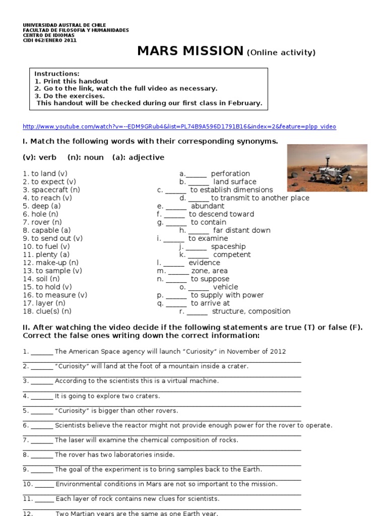 Mars Mission Online Activity Guide | PDF