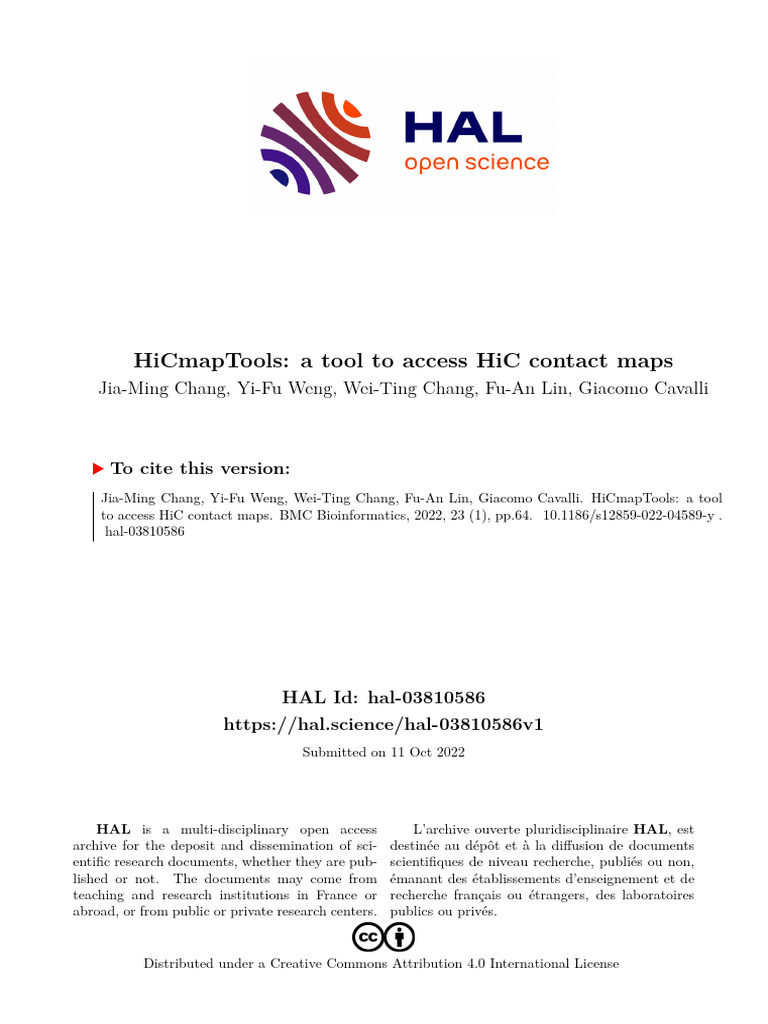 Hicmaptools: A Tool To Access Hic Contact Maps: Jia-Ming Chang, Yi-Fu ...