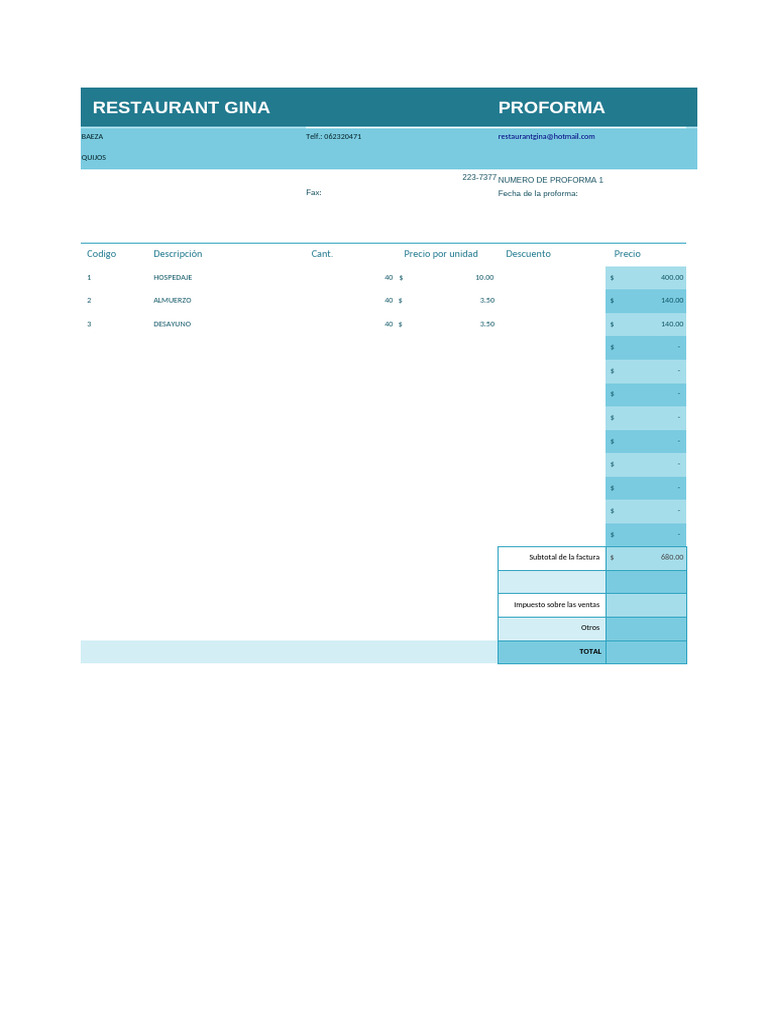 Modelo Proforma 2 | PDF