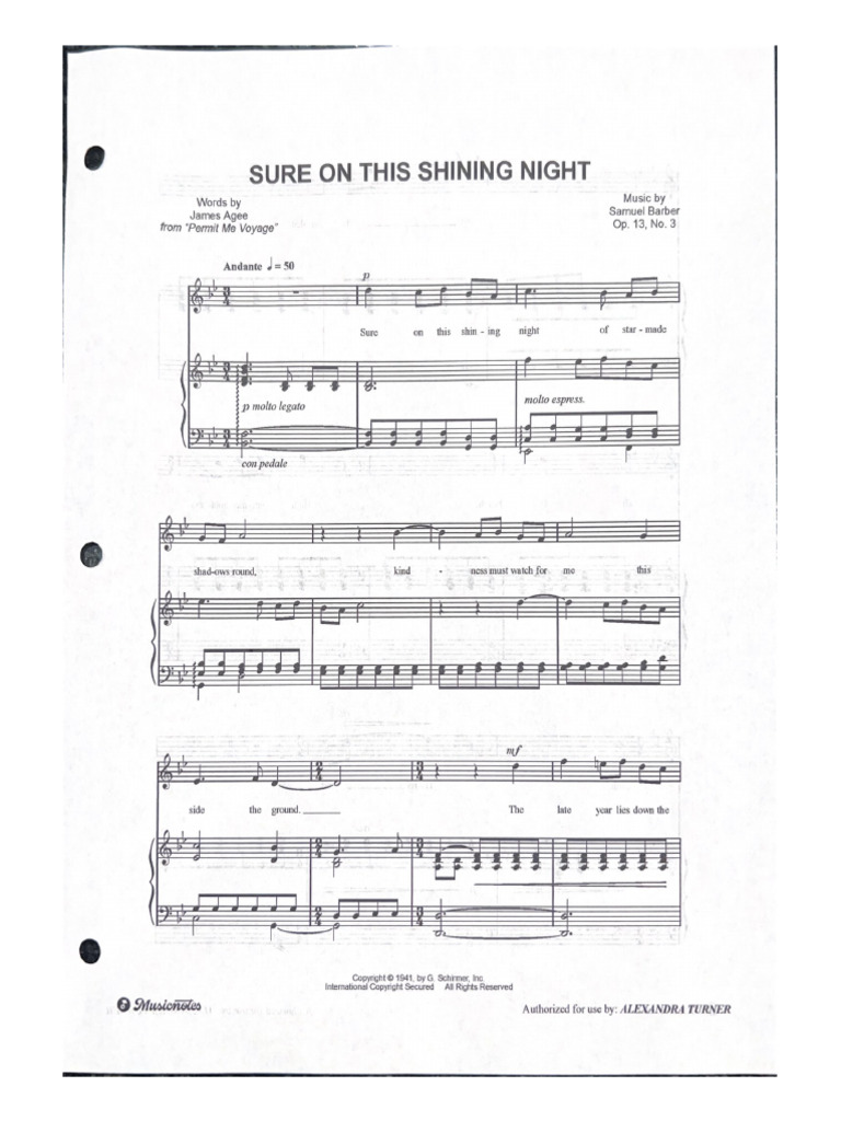 Sure On This Shining Night | PDF