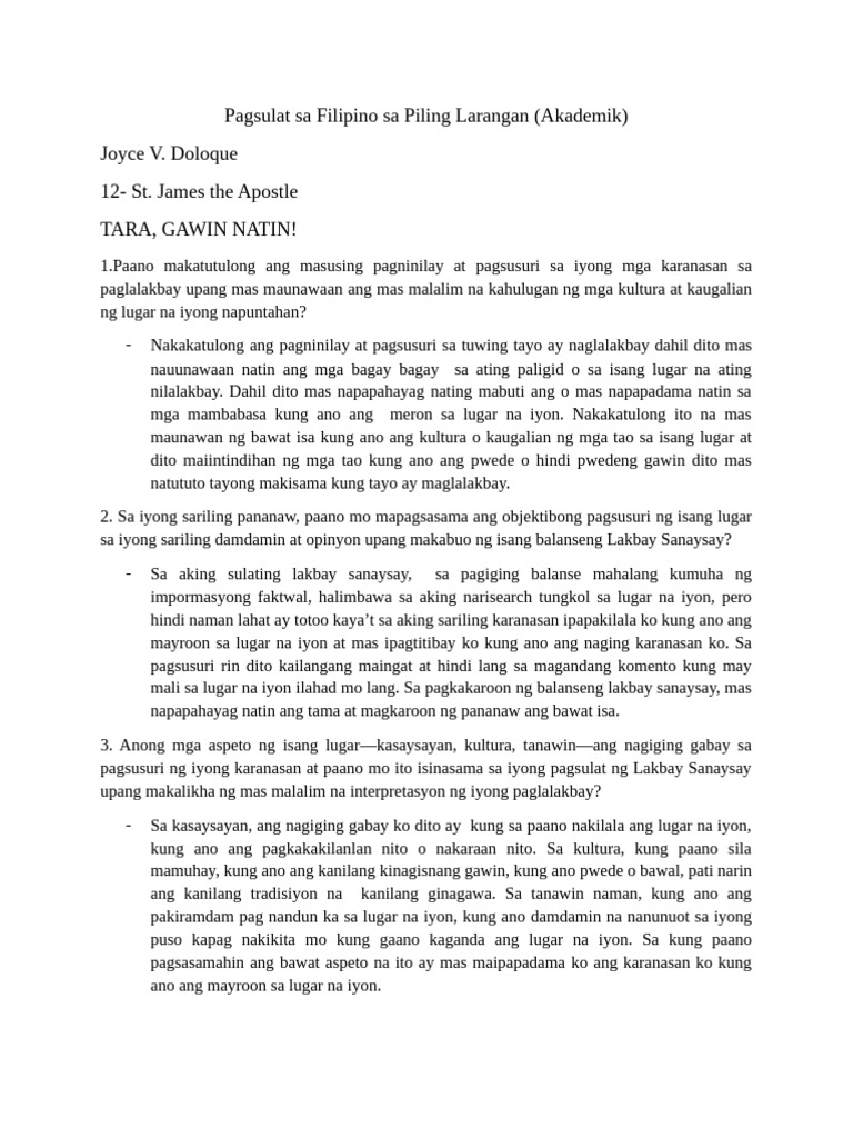 Piling Larangan Aralinks 2 | PDF