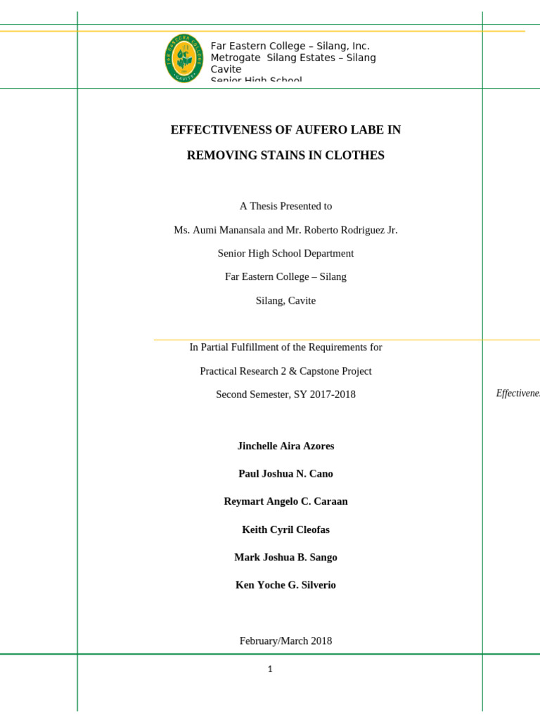 Effectiveness of Aufero Labe in Removing | PDF | Oregano | Sodium ...