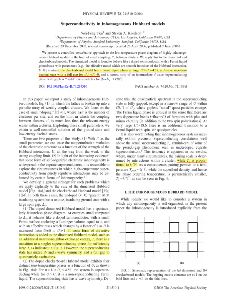 00-PhysRevB 73 214510-Kivelson | PDF | Spin (Physics) | Physical Sciences