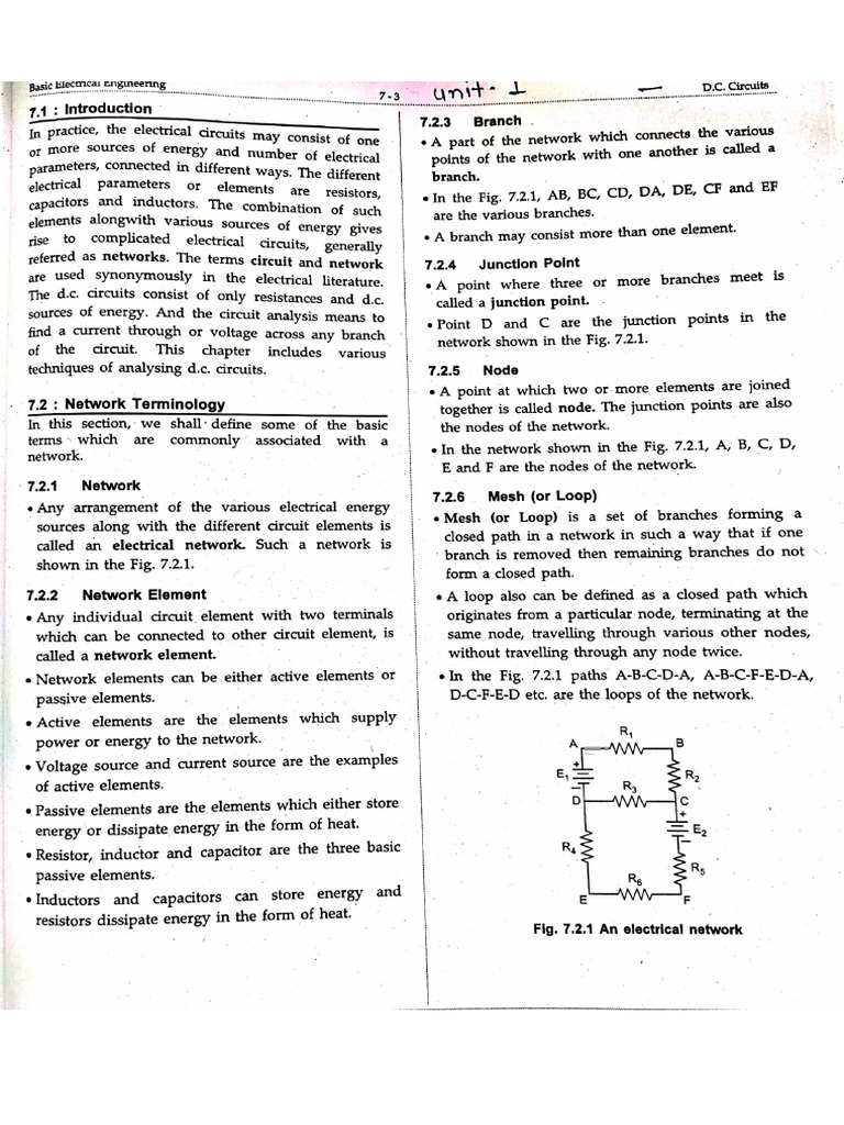 EEE Unit 1 D. C. Circuits | PDF